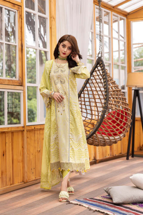 Eid Festive Lawn VOL-01 Heavy EMB. Unstitched 3pcs | Daraz.com.bd