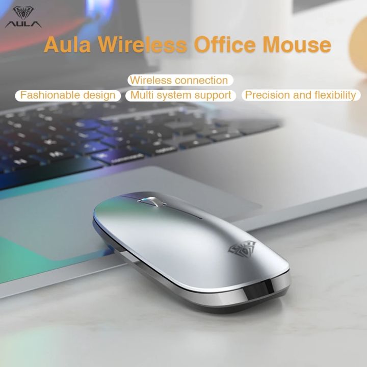 AULA SC800 Wireless Mouse Bluetooth USB 2400DPI 2.4GHz Optical Mute Ergonomic Portable Ultra ...