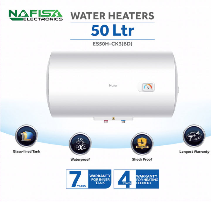 Haier 50 Liters Water Heater/Geyser (Horizontal) (ES50H-CK3(BD)) with ...