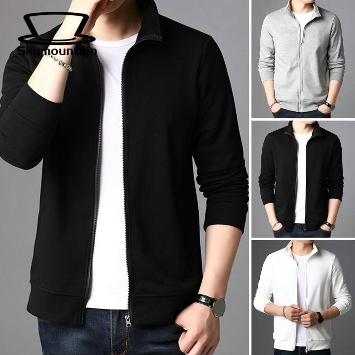 Men Zippered Coat Stylish Men's Spring Autumn Jacket with Zipper ...