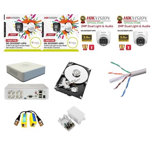 Hikvision Camera Package Full ColorVU With Audio 24 hours 7 Days CCTV ...