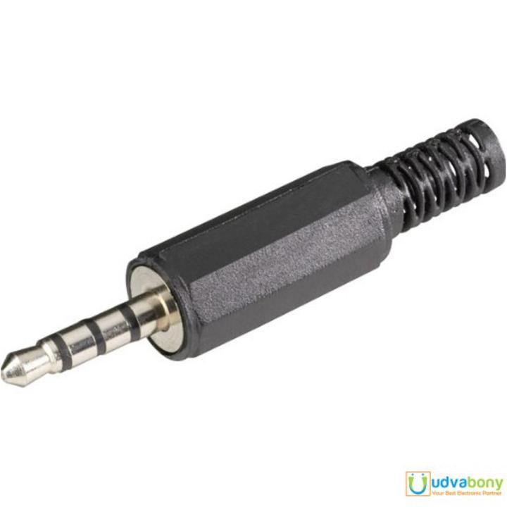 4 Pole Headphone Jack Plug Male 3.5mm 4 Pin Stereo Audio Headphone Jack ...