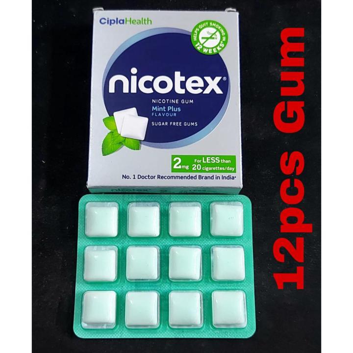 Cipla Nicotex Nicotine Gum Mint Plus Flavour 2mg 12p box INDIAN | Daraz ...