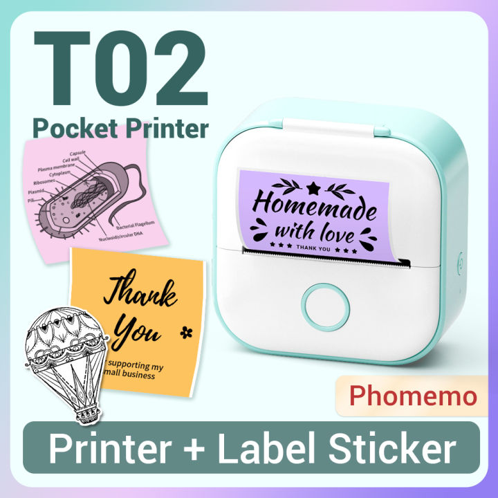 Phomemo T02 Label Maker Sticker Printer Machine Inkless Portable Study ...