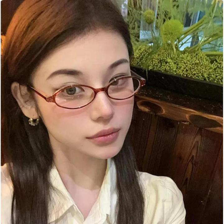 Retro New Fashion Small Oval Anti Blue Light Eyeglass Y2k Plain Glasses ...