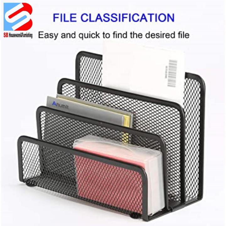 2pcs/set Black Metal Mesh Office Desk Organizer Set File Tray Three ...