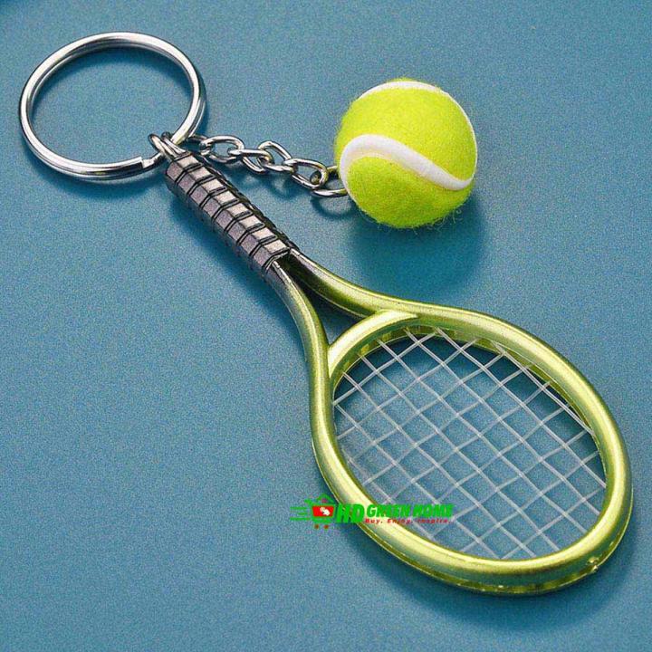 Tennis Racket Keyring Sport Mini Keychain Key Ring Key Holder (Green ...