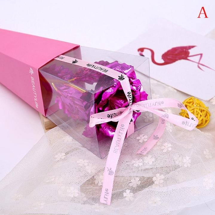 24k gold rose flower long stem golden dipped flower valentine's day ...