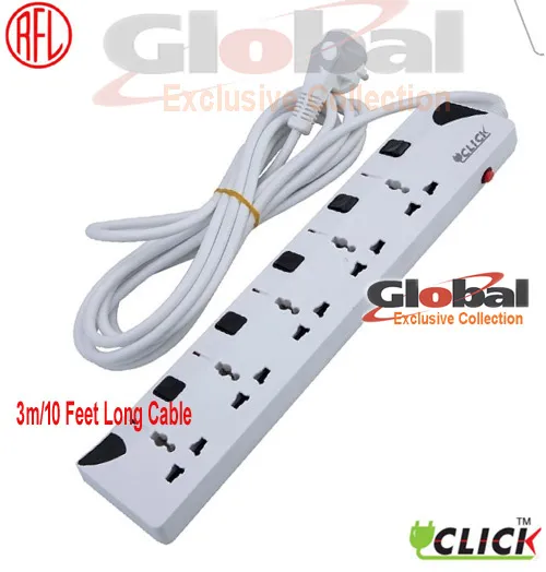 Click 5 port 10 feet Cable, Multi extension. | Daraz.com.bd