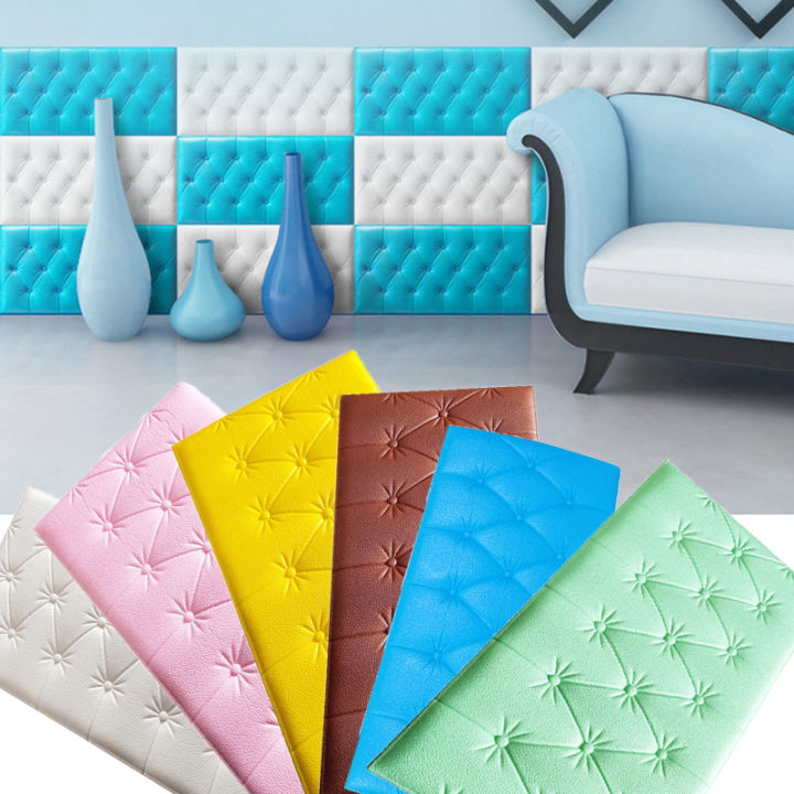 60x30cm 3D Foam Waterproof Self Adhesive Wall Sticker Anti-Collision ...