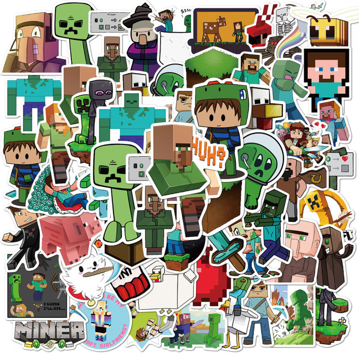 【WSJJ Store】Minecraft stickers Steve Alex curing funny DIY stickers ...