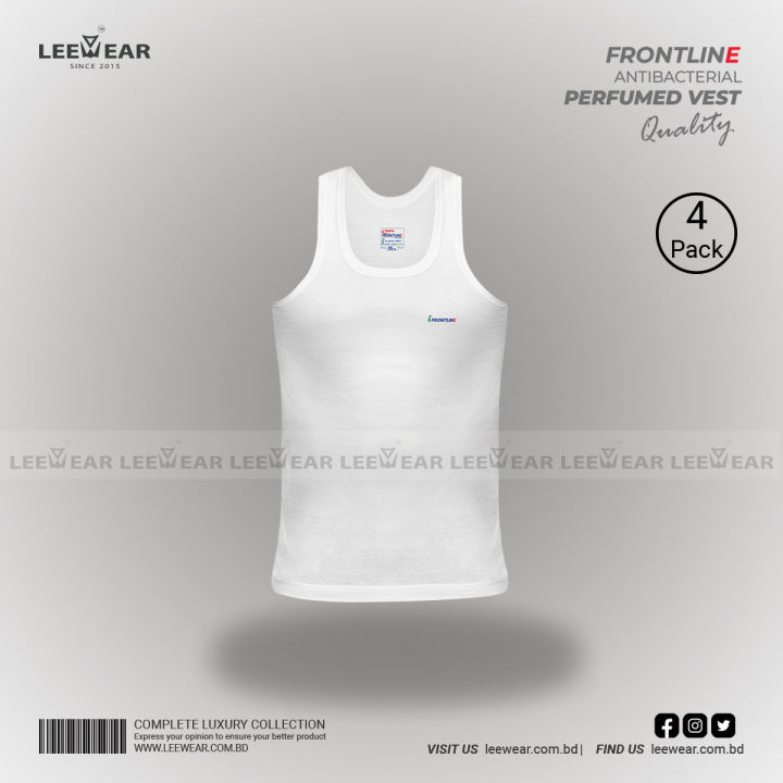 4 PIECE ANTIBACTERIAL FRONTLINE PERFUMED VEST SUPIMA WORLD'S FINEST ...