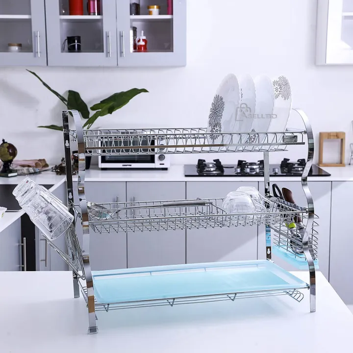 3-Layer Wall Hanging Dish Rack Kitchen Rack 665 X 260 X 477Mm | Daraz ...