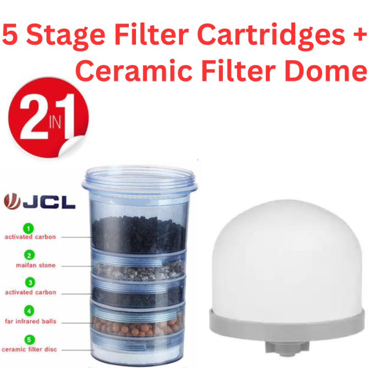 5-Stage Replacement Carbon Mineral Filter Cartridges + Ceramic Dome for ...