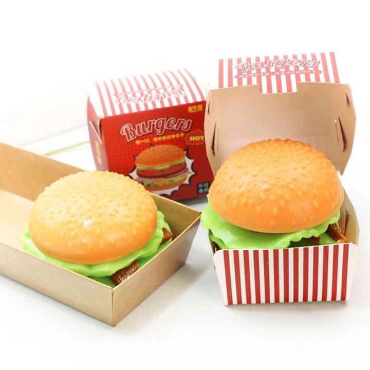 Cartoon Burger TPR Squeeze Toy Simulation Stress Relief Ball Kids Gift ...