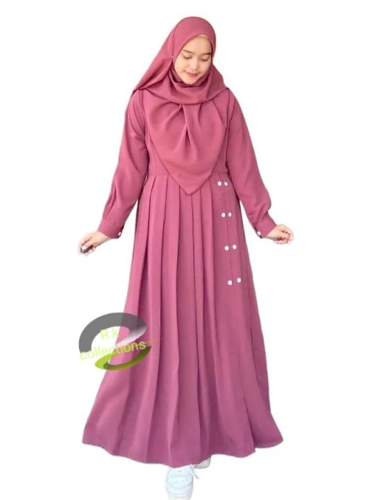 Dubai cherry fabric side button pelate abaya borka without hijab ...