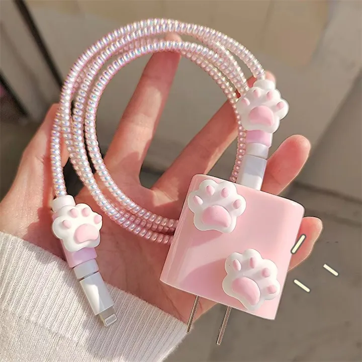 3D Cartoon Cute Cat Paw Charger Case For Apple Iphone 18W/20W Data ...
