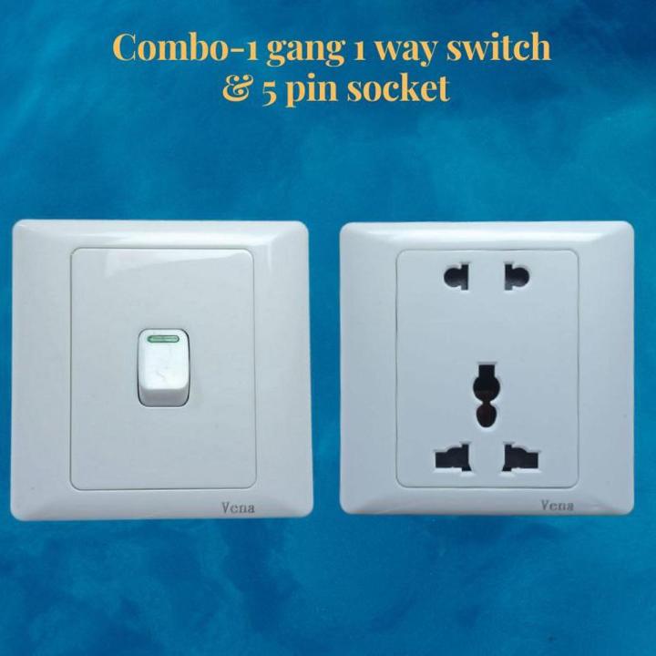 Combo-5 Pin Socket and 1 gang switch | Daraz.com.bd