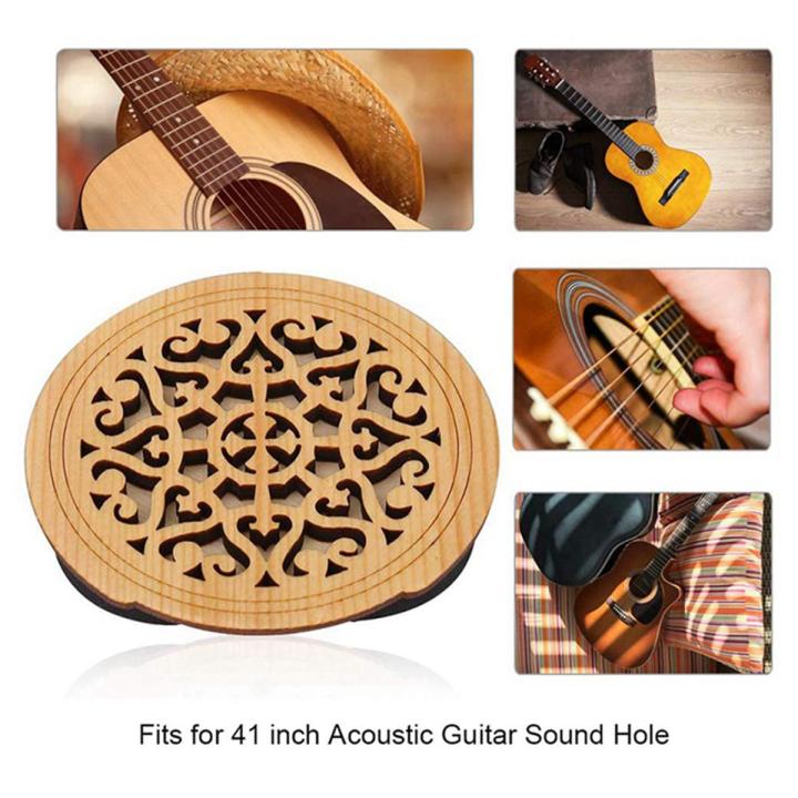 2X Guitar Wooden Soundhole Sound Hole Cover Block Feedback Buffer ...
