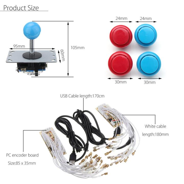Arcade DIY Kits Parts USB Encoder Set TV Audio To PC China Sanwa Joysticks + Push Buttons ...