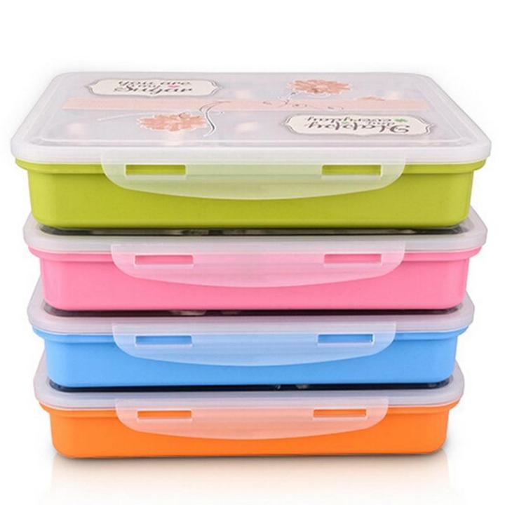 4 Compartment Plastic PP Student Lunch Box - Multicolor | Daraz.com.bd