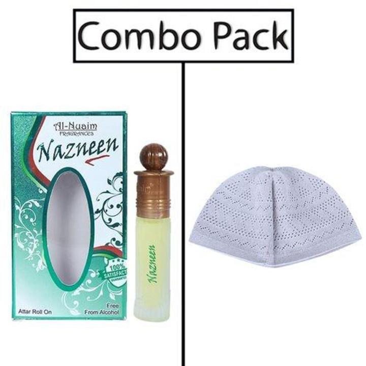 Combo of Men's White Tupi and Al-Nuaim Nazneen Attar | Daraz.com.bd