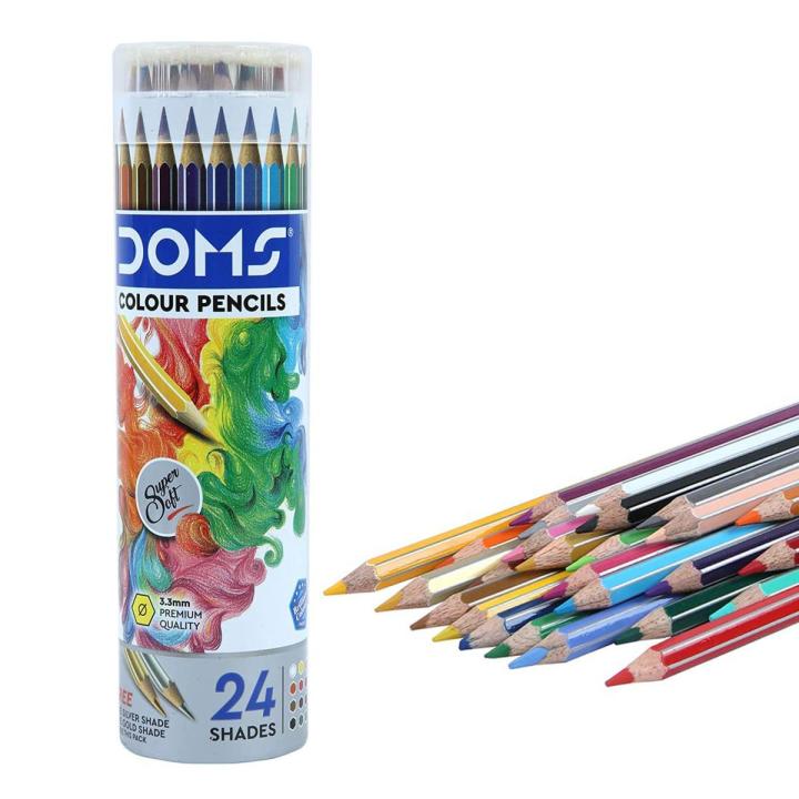DOMS Full Size Round Tin Multicolor Color pencil- 24 Pcs | Daraz.com.bd