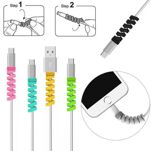 4pcs Spiral Data Cable Protective Cover Suction Cup Is Suitable for The ...
