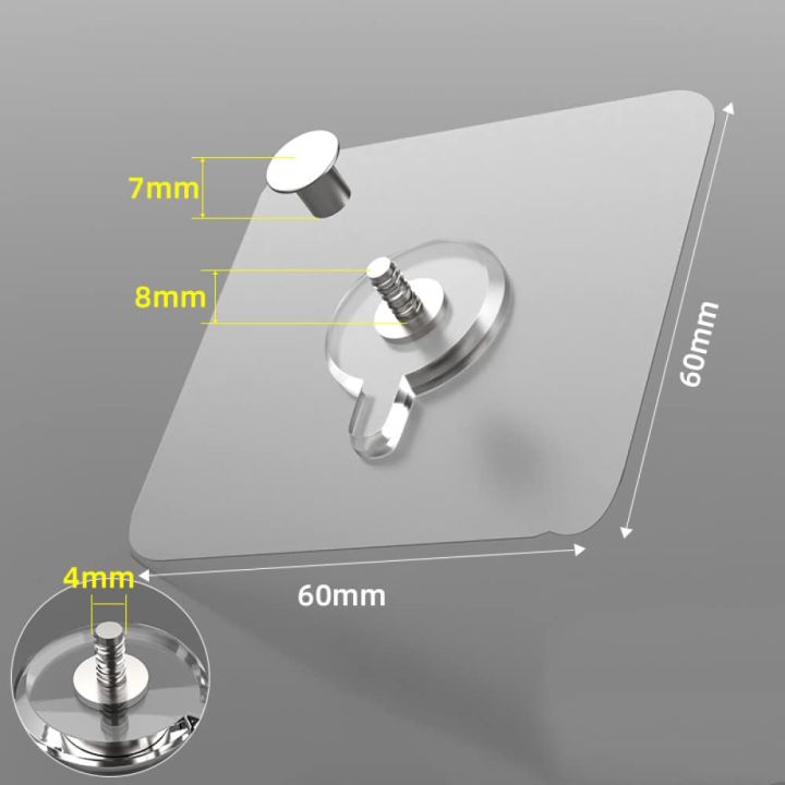 6Pcs Strong Self Adhesive Nails Poster Seamless Wall Hook Waterproof ...