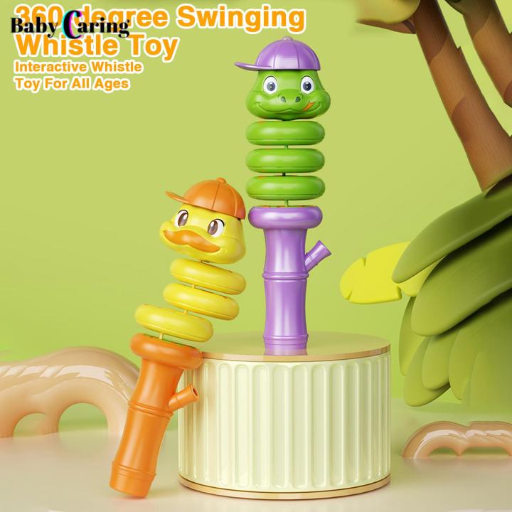Snake Whistle Toy 360 Degree Swinging Cartoon Duck Musical Toy for Kids ...