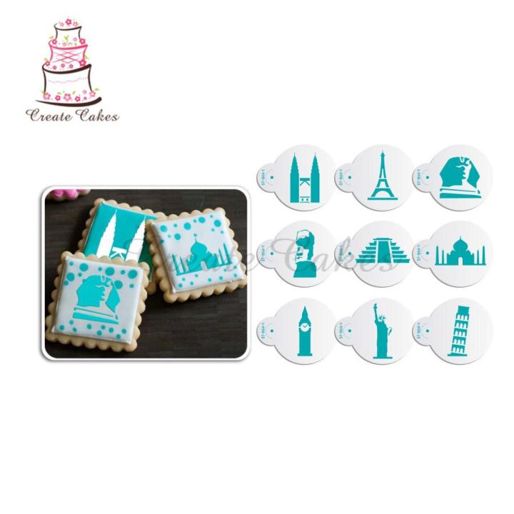【happy one】Eiffel Tower Cookie& Decorative Stencils Petronas Twin Stencil for Cake Plastic ...