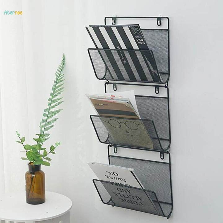 3 Pack Wall Mounted Metal Magazine Rack Orgainzer Kitchen Fruit Storage ...