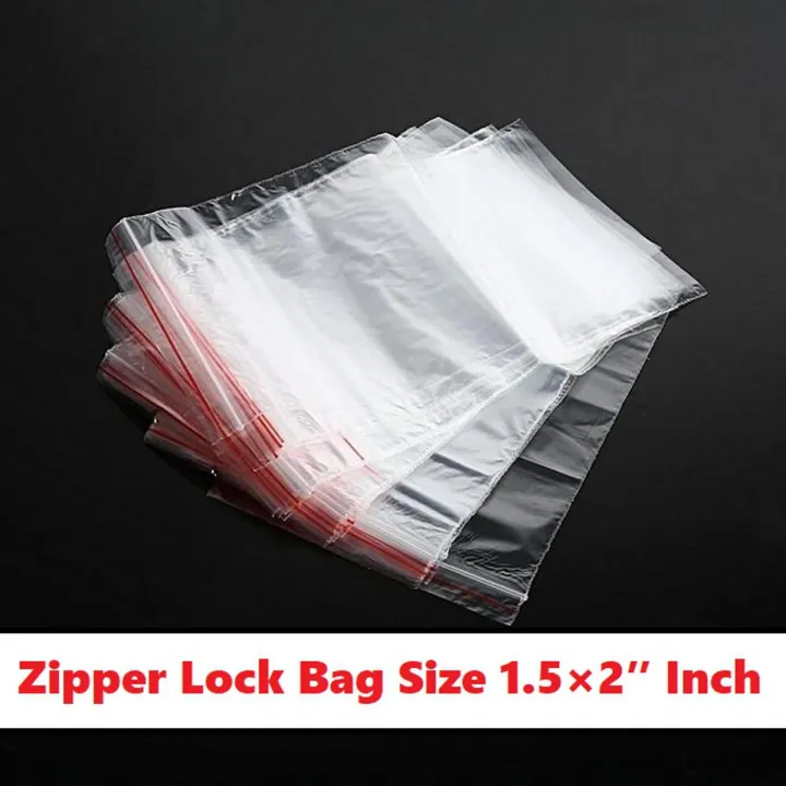 100Pcs Zipper Lock Bag Size 1.5×2″ Inch 38×50mm Zip Lock Plastic ...
