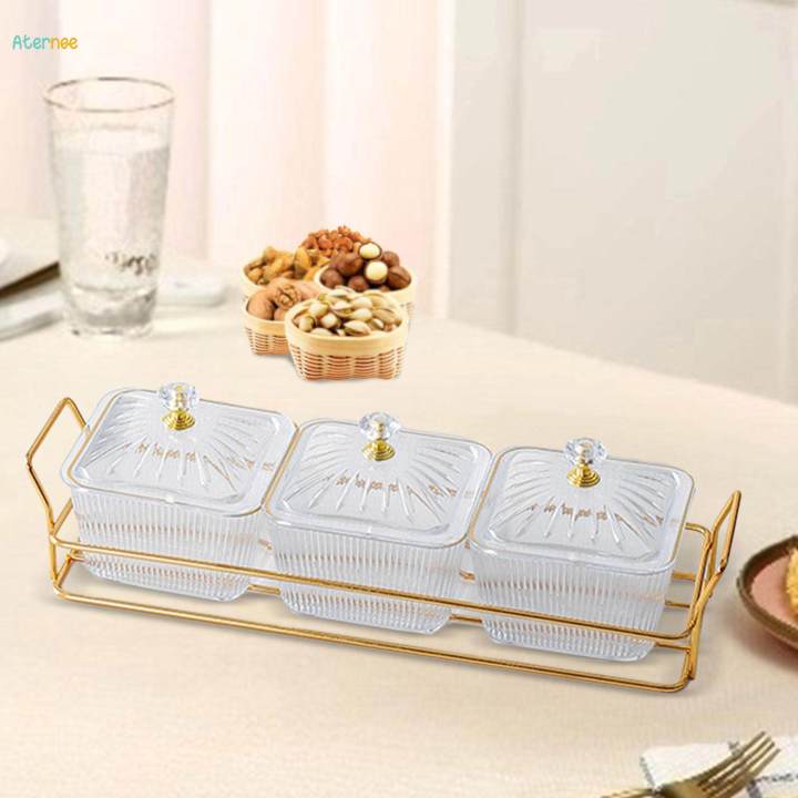 Divided Serving Platter Food Storage Appetizer Tray for Nuts Snack ...
