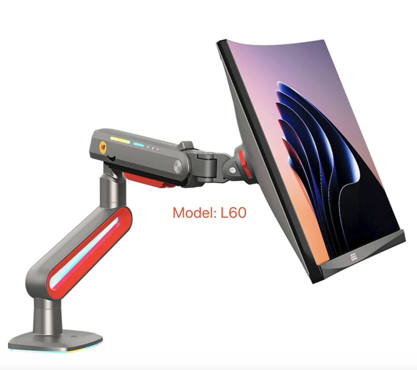 NORTH BAYOU L50-L60-L70 RGB Gaming Monitor Arm 32"-60" Gas Spring Computer LCD Monitor Stand ...