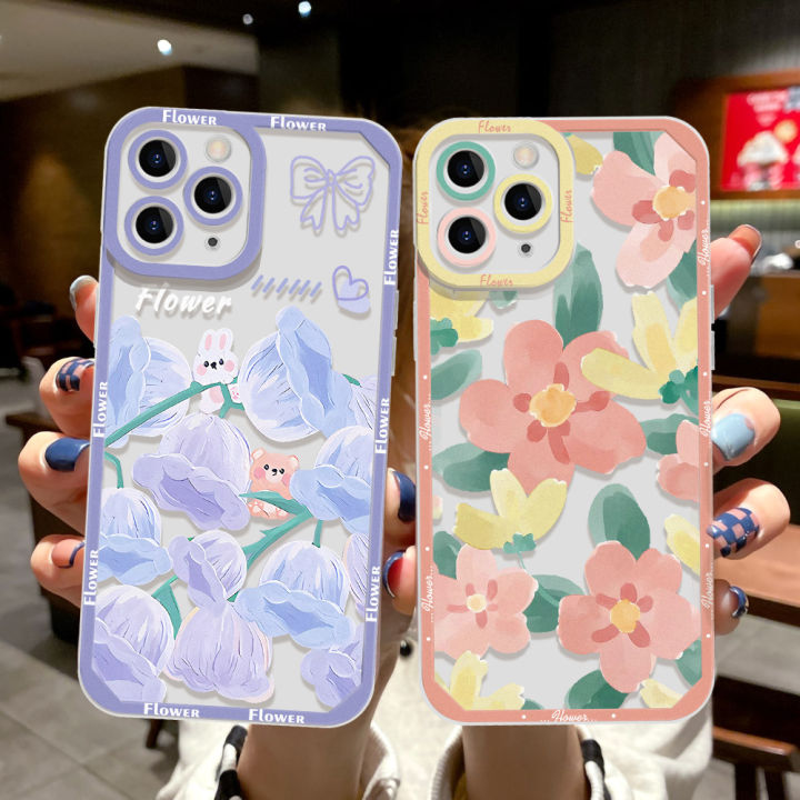 Lens Protector Flowers Silicone Phone Case for IPhone 11 12 13 14 15 ...