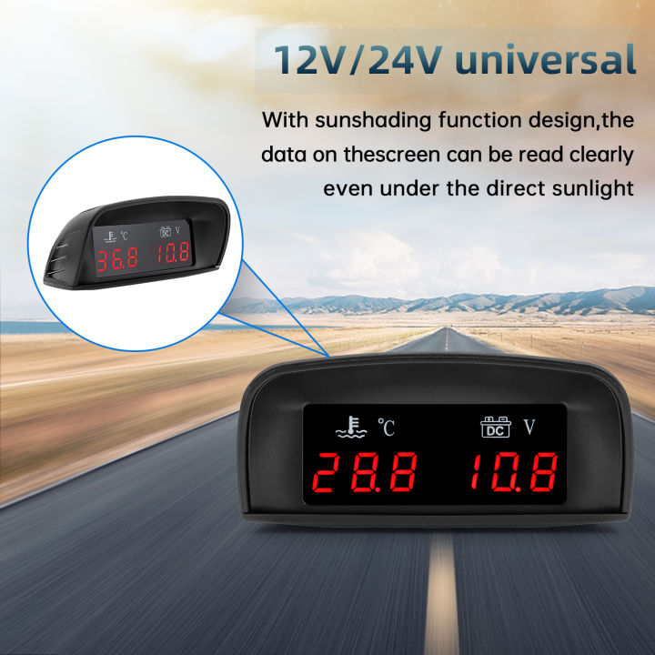 【Eco-friendly】 12V/24V 2in1 Car LCD Water Temperature Meter Voltmeter ...