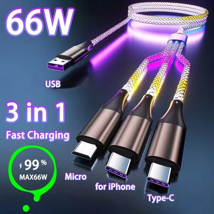 RGB data cable one tow three car luminous breathing gradient super fast ...