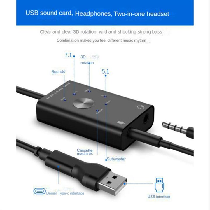 External Sound Card USB2.0 Type C Stereo Microphone Adapter USB Audio ...