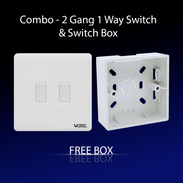 Combo - 2 Gang 1 Way Switch & Switch Box | Daraz.com.bd