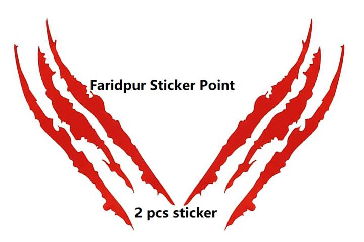 2 pcs monster claw scratches sticker for headlight -Red | Daraz.com.bd