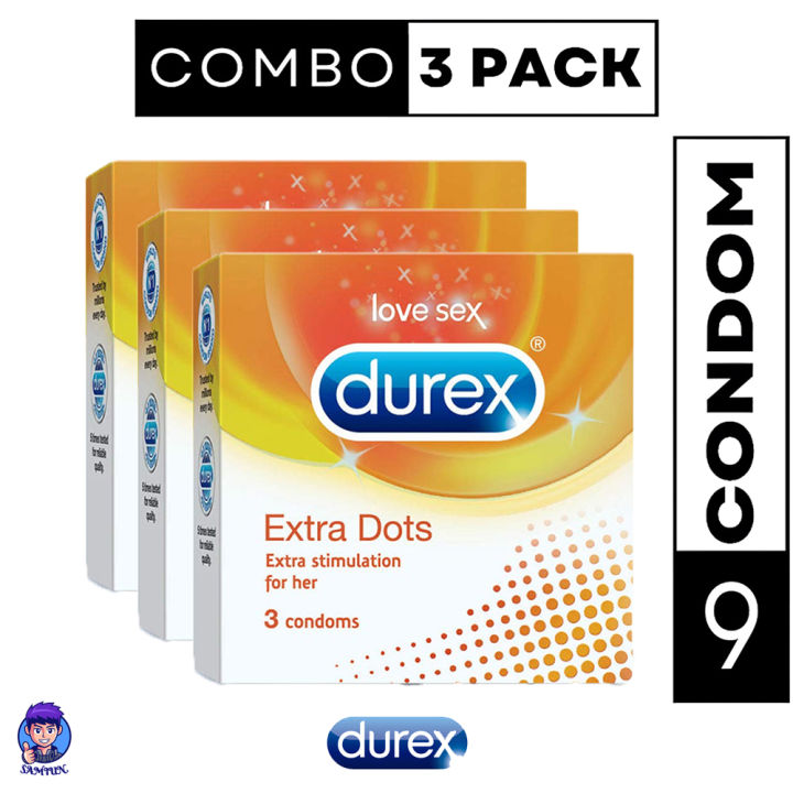 Durex Extra Dots Condoms 3 Packets Total 9Pcs | Daraz.com.bd