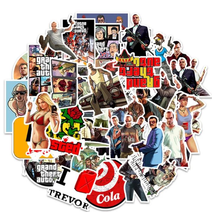 25Pcs/Pack Grand Theft Auto V GTA V PVC Waterproof Stickers For Phone ...