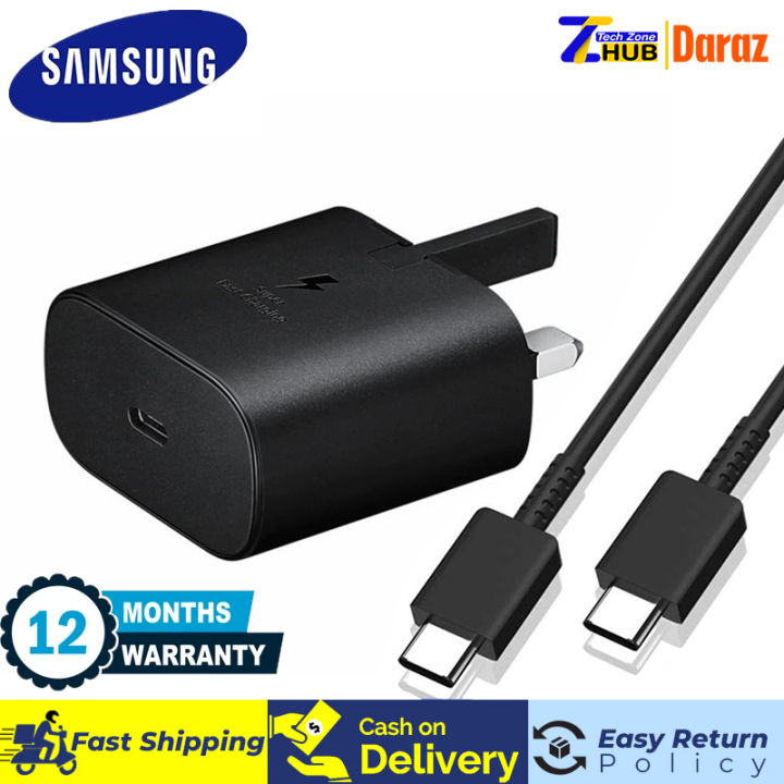 Samsung 25W USB-C Power Adapter Type C Charging Cables UK Adapter 3pin ...