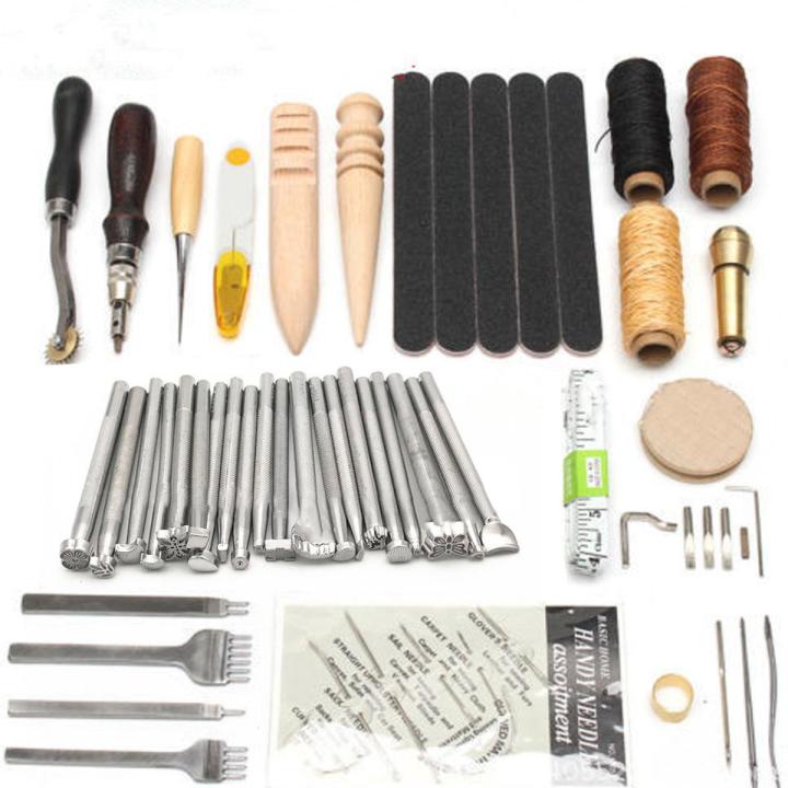 Professional 59pcs Leather Craft Tools Kit Hand Leathercraft ...