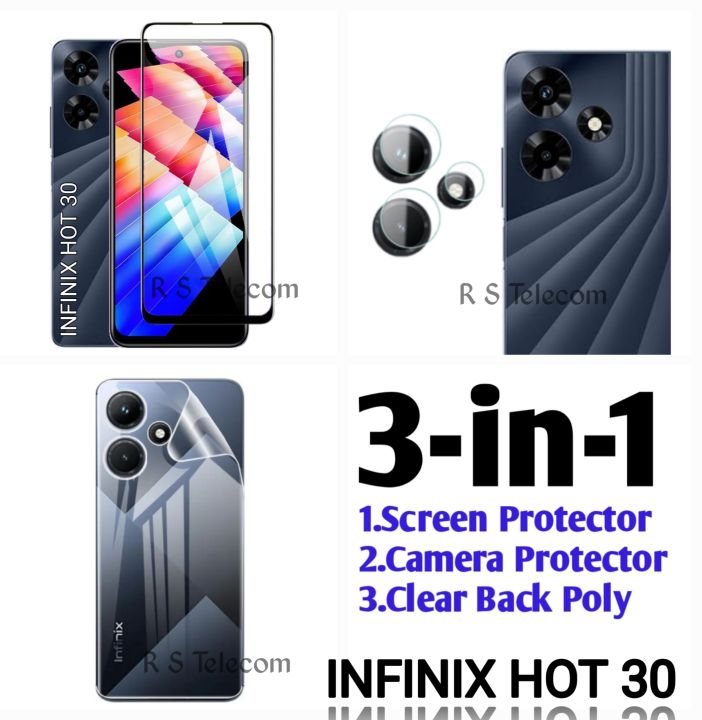 3-in-1 Combo Pack For Infinix Hot 30 Screen Protector 13D Glass+Camera ...