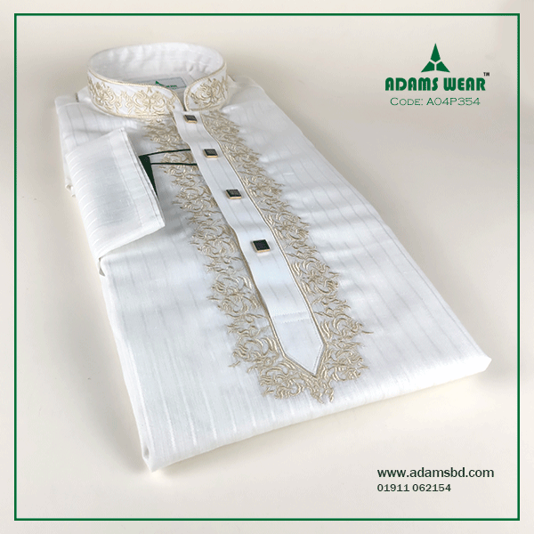 Adams White Stripe Color Embroidery Luxury Panjabi | Daraz.com.bd