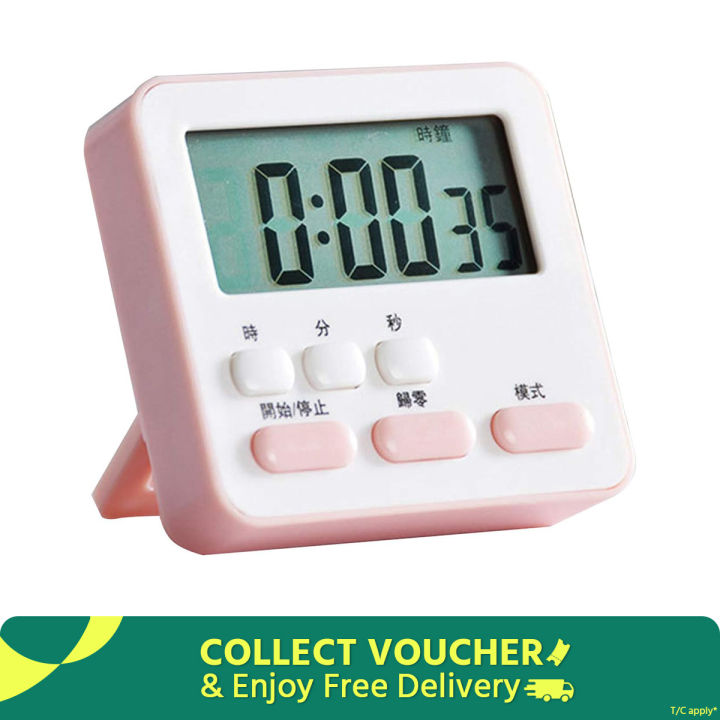 Kitchen Clock English 24-hour Electronic Timer Digital Reminder Alarm Clocks Cooking Countdown ...