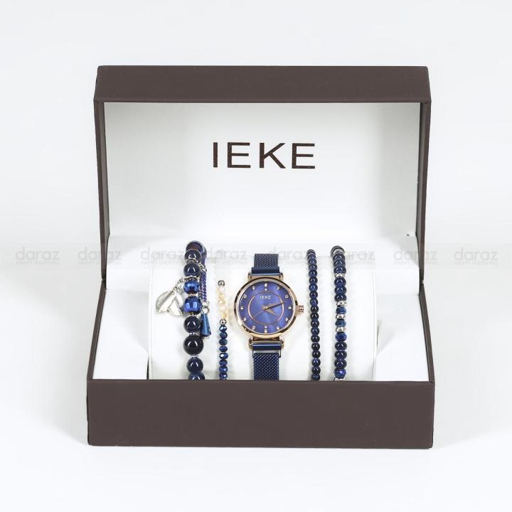 IEKE 88055 Standard Royal Blue Mesh Stainless Steel Analog Watch For ...
