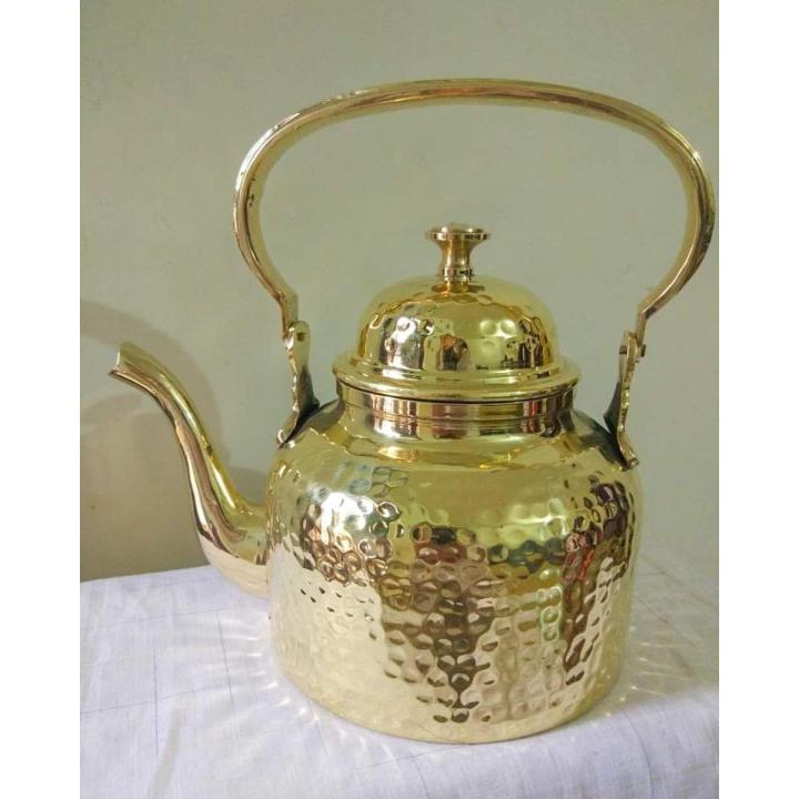 Hammered Designer Brass Tea Kettle Pot Inside Tin Lining, Serving Tea ...